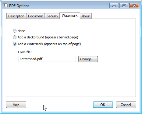 Applying a PDF watermark